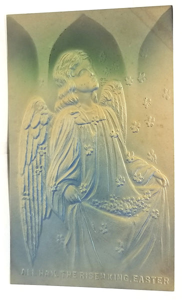 Easter Postcard Airbrush Painted Angel Kneeling - ChristiesCurios