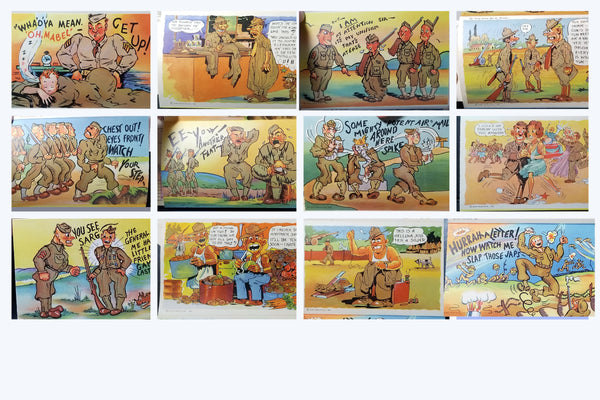 Patriotic Comical Postcard Booklet Fold Out Army Laffs 18 Images 1940s ...